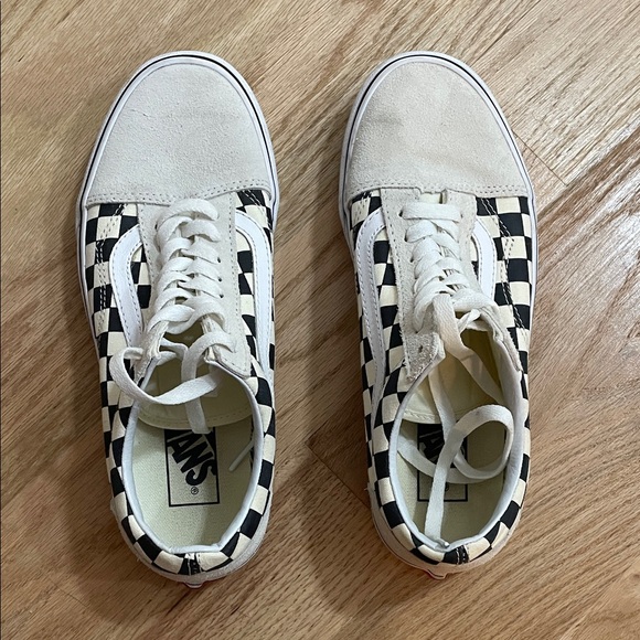 Vans | Shoes | Vans Cream And Black Checkerboard Shoes | Poshmark